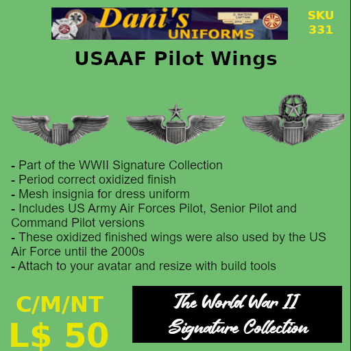 Second Life Marketplace - USAAF Pilot Wings